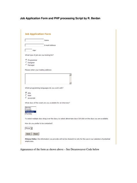 php job application form source code fill out and sign online dochub