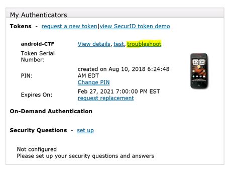 how to reset the token pin in the rsa authentication manager 8 x self