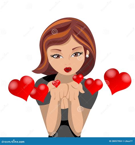 Beautiful Woman Blowing Kisses Stock Vector Illustration Of Lover