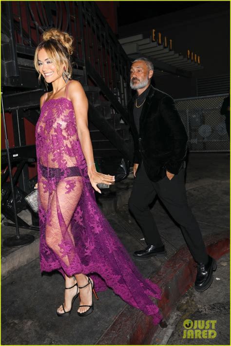 Rita Ora Wears Completely Sheer Lace Dress To Pre Golden Globes Party