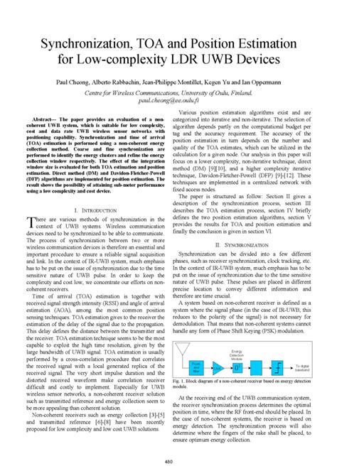 full article synchronization toa and position estimation for low