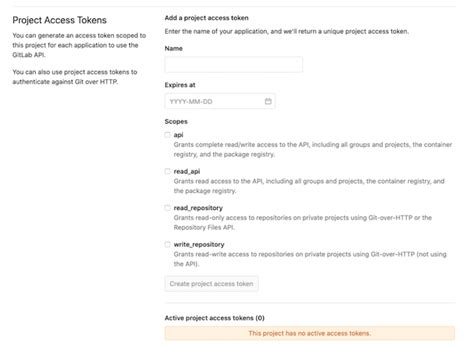 gitlab access token for a single project or group stack overflow
