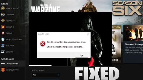 how to fix cod warzone season 6 crash on startup dev errors directx