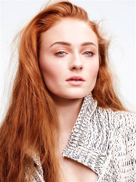 Wallpaper Sophie Turner Women Redhead Blue Eyes Simple Background
