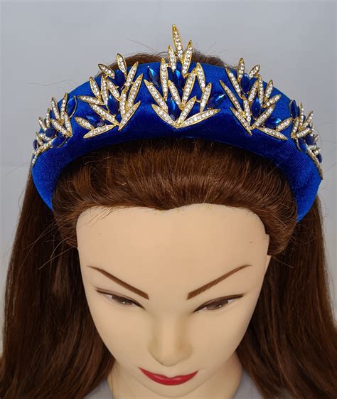Royal Blue Headband Crystal Rhinestone Gemstone Embellishment Etsy