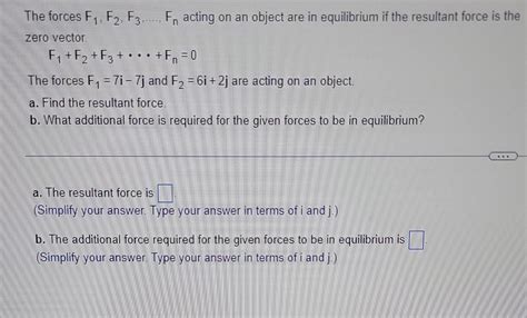[answered] The Forces F₁ F2 F3 Fn Acting On An Object Are In