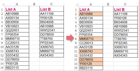 how to compare two columns and highlight when found in another column