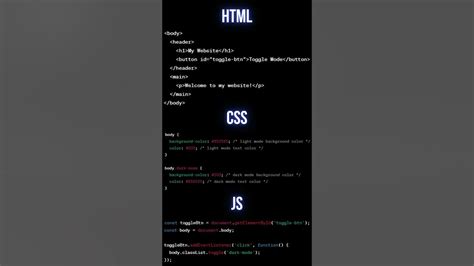 light dark theme toggle using html css and javascript shortvideo