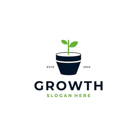 Premium Vector Green Leaf Grow Growth Plant Pot Logo Design Inspiration