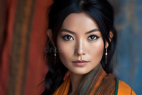 Portrait Of A Beautiful Asian Woman Wearing Traditional Indian Clothing