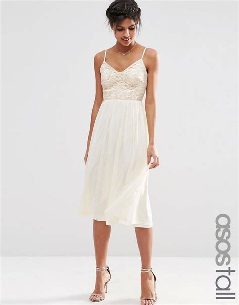Asos Tall Lace Sequin Bodice Cami Midi Skater Dress At Stile