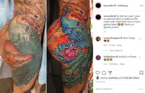 Cardi B Freshens Up Her Thigh Tattoo After A Decade