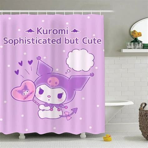 180 200cm Sanrio Kuromi Anime Plush Cartoon Shower Curtains Shower