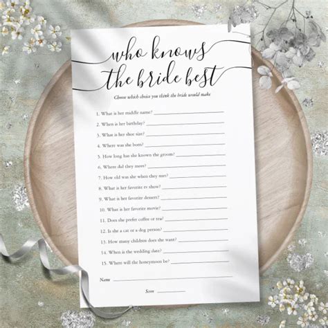 Who Knows The Bride Best Bridal Shower Game Zazzle