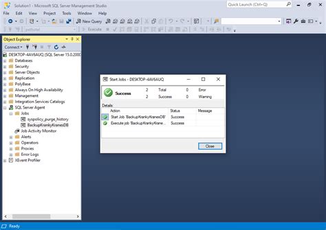 create a sql server agent job using ssms database guide
