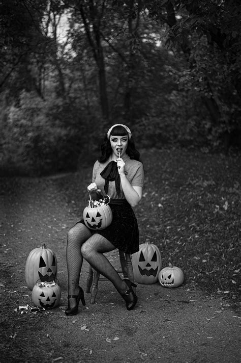Vintage Inspired Halloween Pinup Pumpkin Bucket And Candy Delight