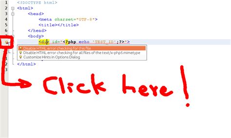 html bad value for attribute id no whitespace in netbeans php when