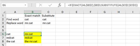 excel how to find and replace exact match text but not