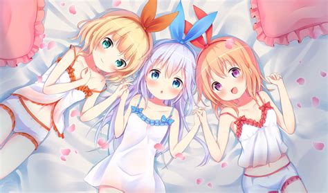 Aliasing Aqua Eyes Bed Blonde Hair Blue Eyes Blush Gochuumon Wa Usagi
