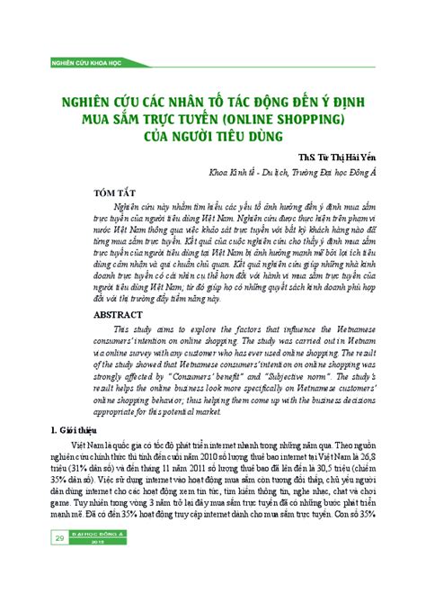Pdf NghiÊn CỨu CÁc NhÂn TỐ TÁc ĐỘng ĐẾn Ý ĐỊnh Mua SẮm TrỰc TuyẾn