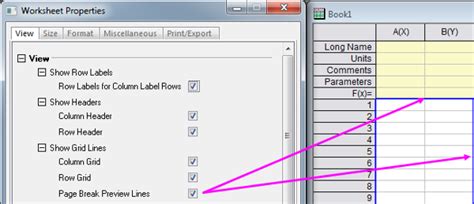 help online origin help the worksheet properties view tab