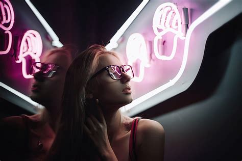 Wallpaper Model Blonde Closed Eyes Women With Glasses Reflection