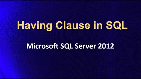 having clause in sql youtube