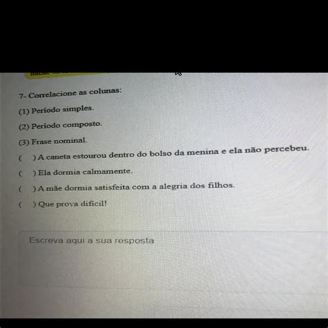 Correlacione As Colunas Me Ajudemmmm Br