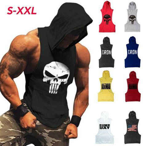 Men Fitness Gym Muscle Bodybuilding Workout Athletic Sleeveless Hoodies