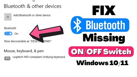 Bluetooth On Off Switch Missing Windows 10 Fixed Youtube