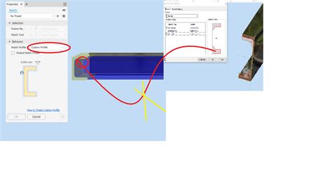 unable to execute command cut notch frame member when creat custom
