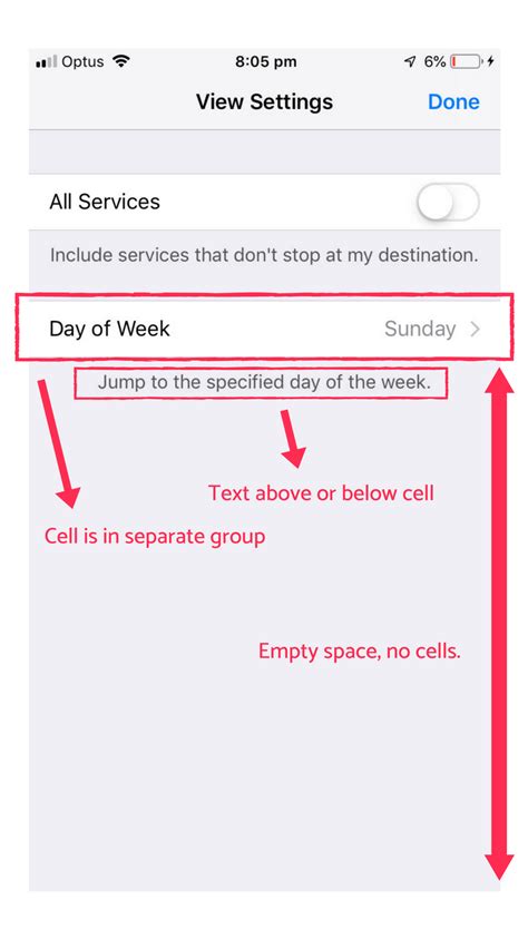 ios grouping cells adding text above or below cells and empty space in