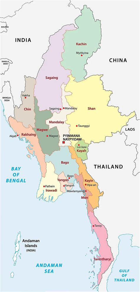 Bản đồ Myanmar Năm 2023 Myanmar Map မြန်မာနိုင်ငံမြေပုံ 缅甸地图