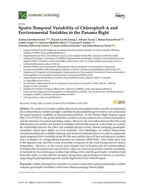 Spatio Temporal Variability Of Chlorophyll A And Environmental