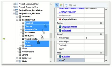 how to configure bands in a grid list editor winforms and asp web