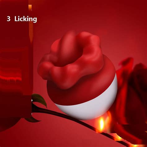 Rose Sex Toys Vibrator Red Mouth Shaped Vibrator With 8 Tongue
