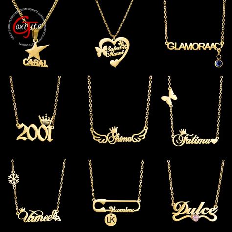 Goxijite Custom Crown Name Necklace Personalized Heart Birthstone