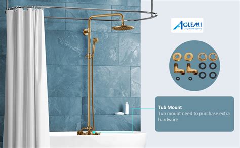 Aolemi Antique Brass Shower Faucet 8 Inch Shower Head Vintage Swivel