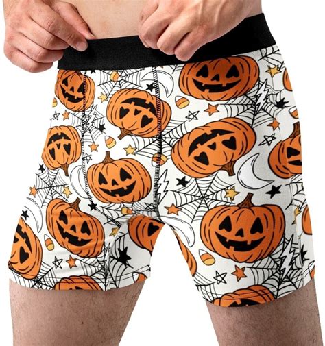 Halloween Boxer Briefs For Men Pumpkins Spiders Candy Corn Underwear