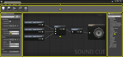sound cue editor ui unreal engine documentation