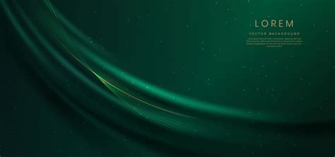 Abstract 3d Gold Curved Green Ribbon On Dark Vector Image