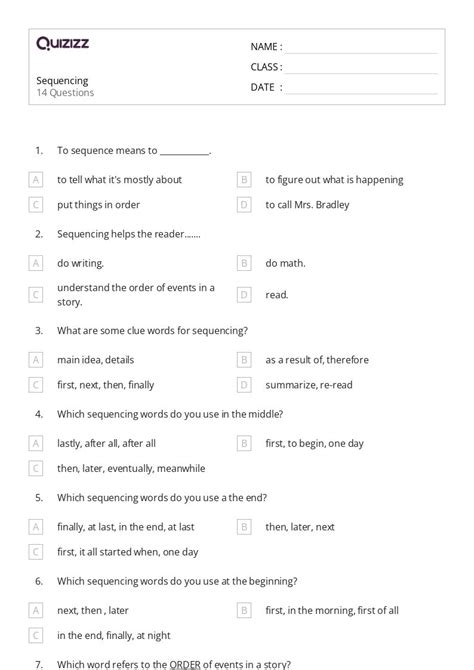 50 Sequencing Worksheets For 5th Grade On Quizizz Free And Printable