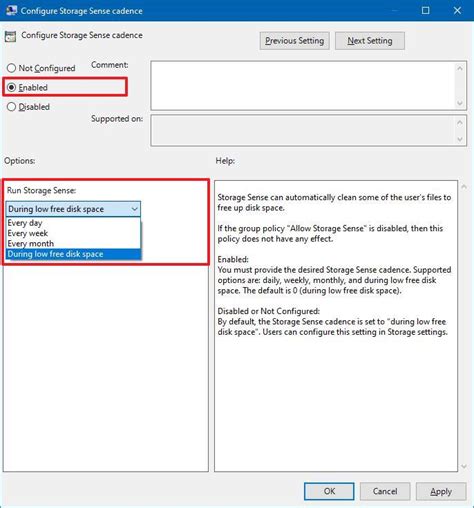 how to manage storage sense settings using group policy on windows 10