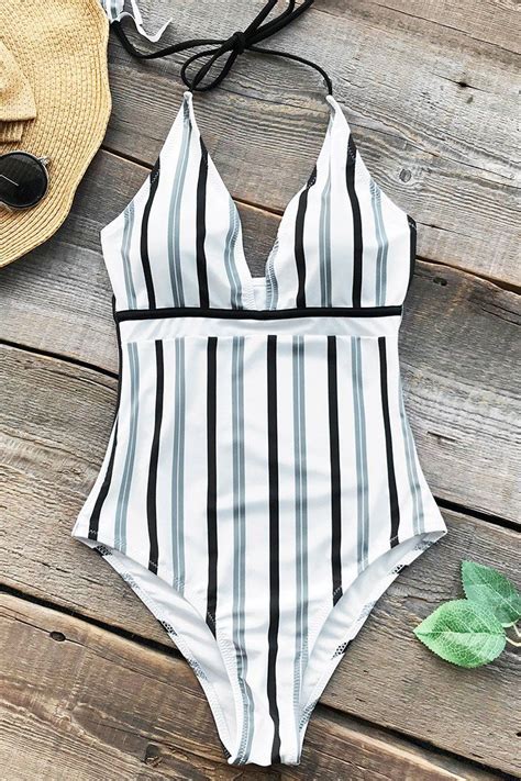 Cupshe Iceandsnow Love Stripe One Piece Swimsuit Swimsuits Swimwear