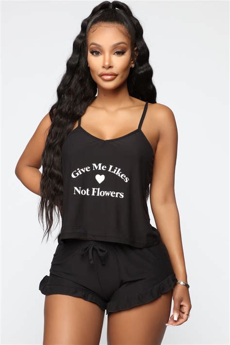 Insta Famous Pj Set Black Fashion Nova Lingerie And Sleepwear