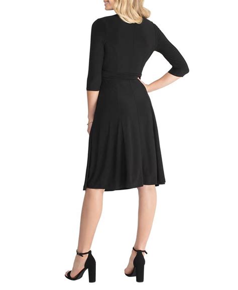 Kiyonna Womens Essential Wrap Dress With 3 4 Sleeves Macys