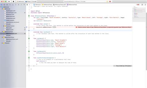 xcode swift ui referencertester swift file receiving error while