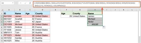how to return multiple matching values based on one or