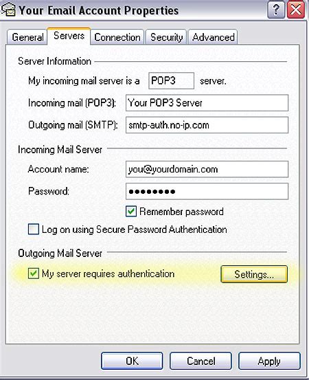 using outlook express with no ip alternate port smtp service