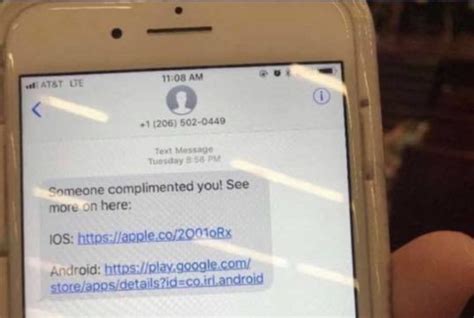 are texts saying a friend has complimented you in irl linked to sex